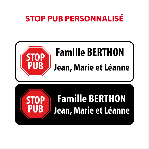 Sticker Stop Pub Personnalisé | Nom + Anti-Pub pour Boîte aux Lettres ...
